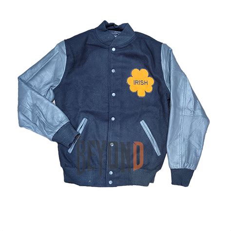 Notre Dame Irsh Black Varsity Jacket Rudy University Varsity Bomber
