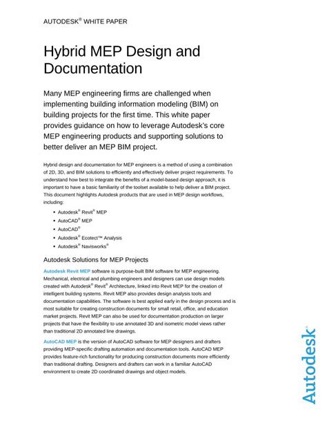 Pdf Hybrid Mep Design And Documentation F Adsk Hybrid Mep