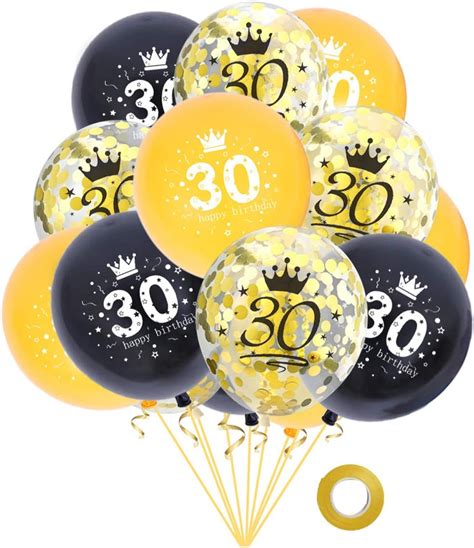 30th Birthday Balloonshappy Birthday Latex Balloons 12inch Black Gold
