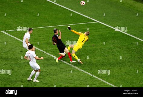 England Goalkeeper Jordan Pickford Right Saves From A Shot By Croatia