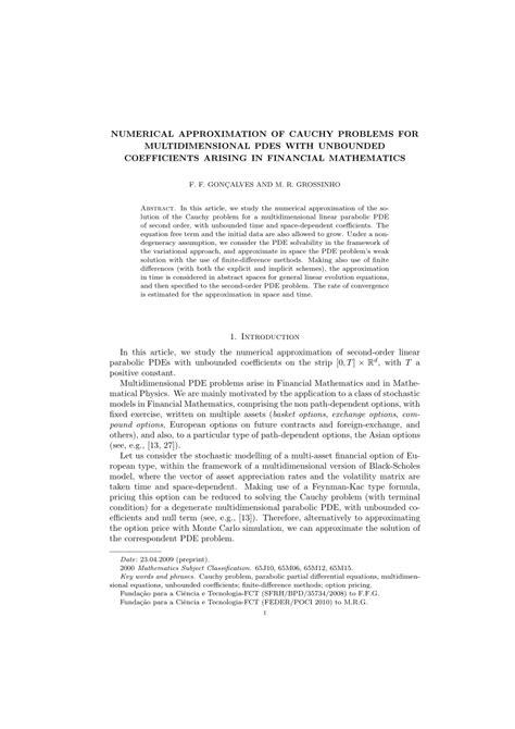 pdf numerical approximation of cauchy problems for multidimensional
