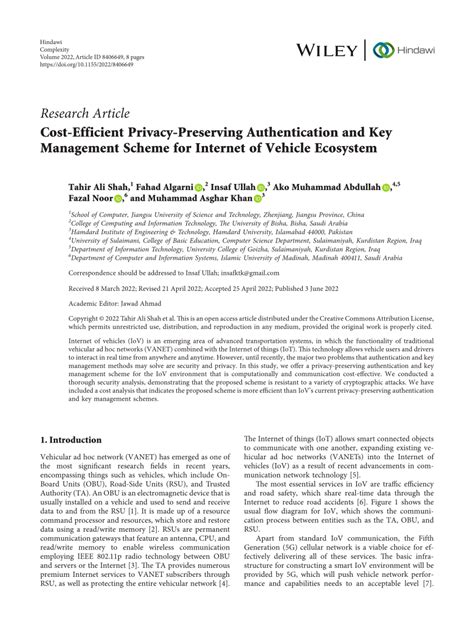 PDF Cost Efficient Privacy Preserving Authentication And Key Management Scheme For Internet Of