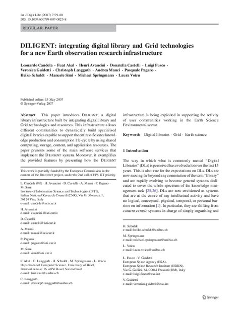 Pdf Diligent Integrating Digital Library And Grid Technologies For A