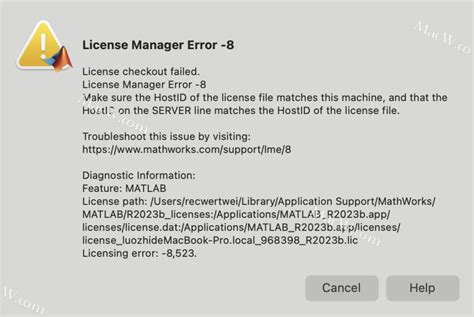 Mathworks Matlab R2023b Mac报错 License Manager Error 8数学软件roseinfoq写作社区
