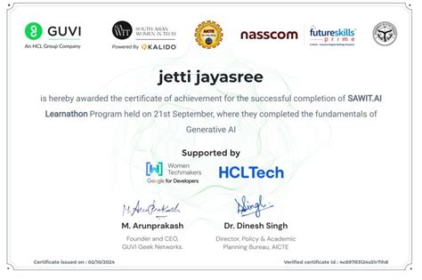 Jetti Jayasree On Linkedin Sawit Ai Generativeai Guvi Hcltech
