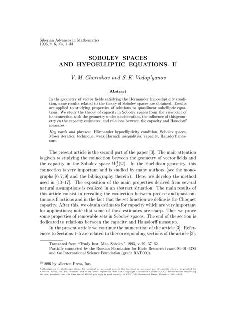 Pdf Sobolev Spaces And Hypoelliptic Equations Ii