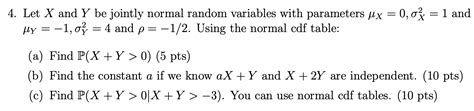 Solved 4 Let X And Y Be Jointly Normal Random Variables