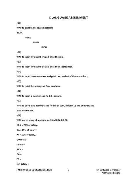 C Language Assignment Download Free Pdf Computing Computer