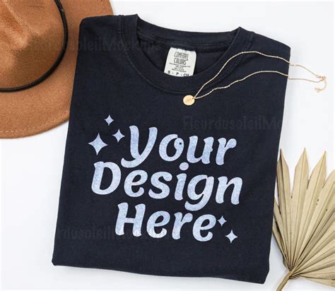 Comfort Colors C1717 Black Shirt Mockup Flat Lay T Shirt Mockup