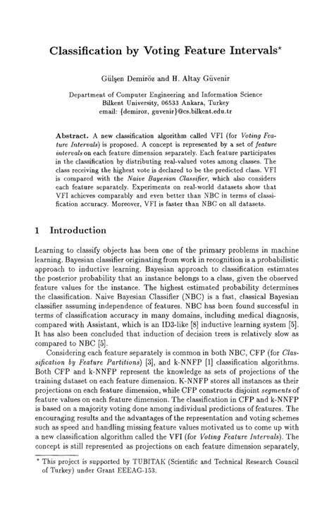 Pdf Classification By Voting Feature Intervals