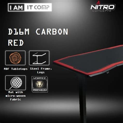 Nitro Concepts D16m Manually Height Adjustable Gaming Desk Carbon Black