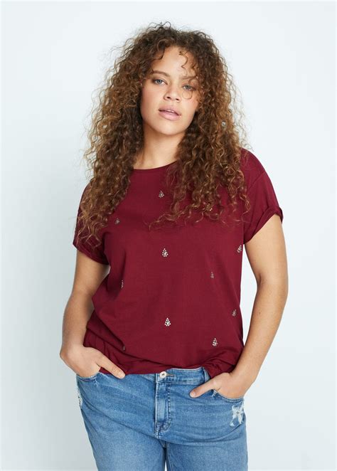 Футболка со стразами Большие размеры Mango Outlet Россия Российская Федерация