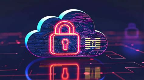 a vibrant digital representation of a cloud with a lock illustrating