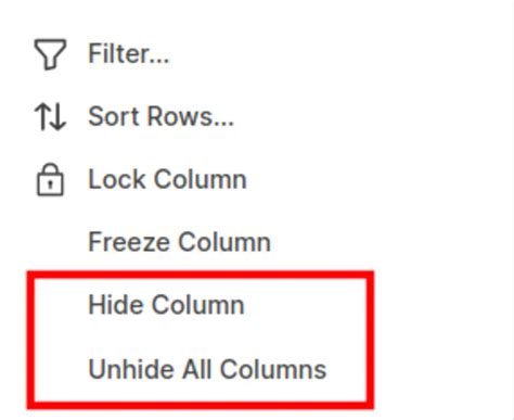 hide and unhide columns in smartsheet flexible views