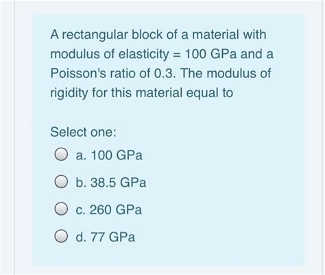 Solved A Rectangular Block Of A Material With Modulus Of Chegg