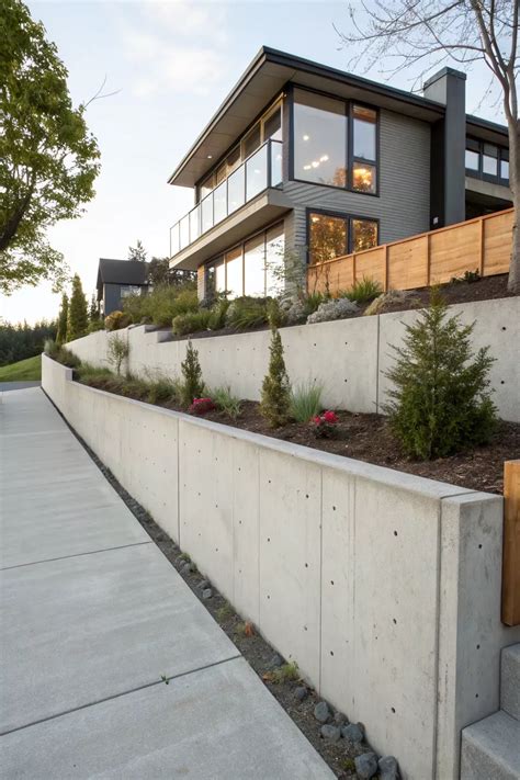 13 Stylish Poured Concrete Retaining Wall Ideas Landscaping