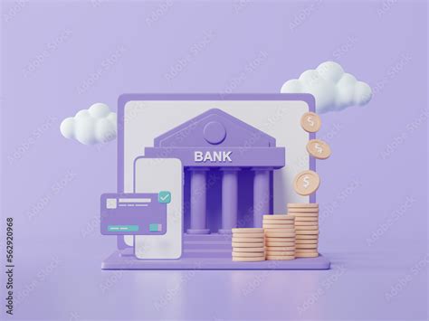 3d Mobile Banking And Online Payment Concept Laptop Mobile Smartphone