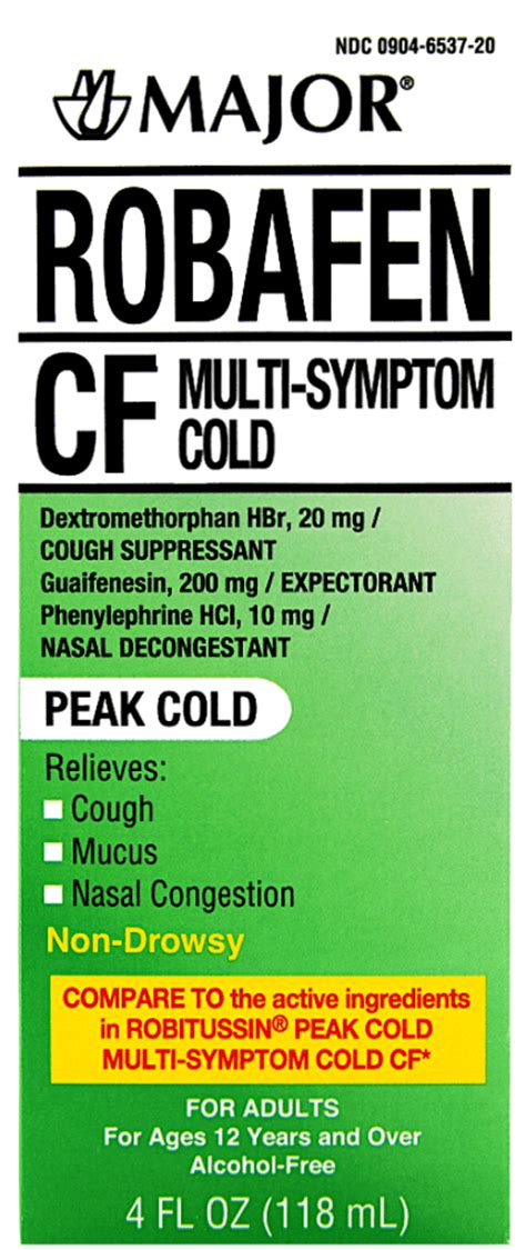 Major Robafen Cf Peak Cold Cough Syrup Robitussin Cf