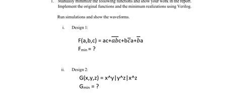 Solved Manually Minimize The Following Functions And Show