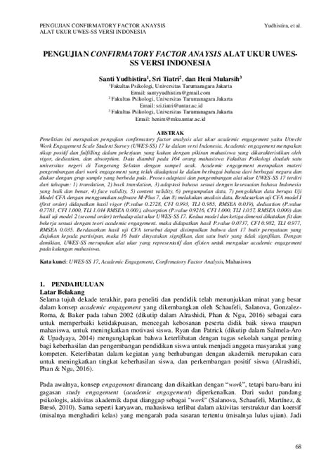 Pdf Pengujian Confirmatory Factor Anaysis Alat Ukur Uwesss Versi Pdf Pengujian Confirmatory Factor Anaysis Alat Ukur Uwesss Versi