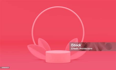 핑크 연단 무대 실린더 기초 봄 잎 둥근 테두리 3d 제품 쇼케이스 벡터 0명에 대한 스톡 벡터 아트 및 기타 이미지 0명 3차원 형태 건설 현장 Istock