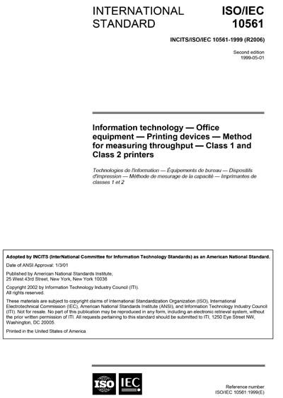 INCITS ISO IEC 10561 1999 R2006 Information Technology Office Equipment Printing Devices