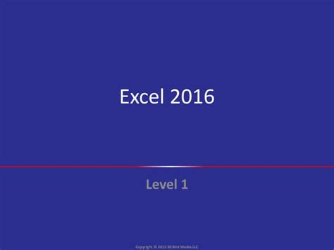 Excel 2016 L1 Pptpptx Computing Technology And Computing