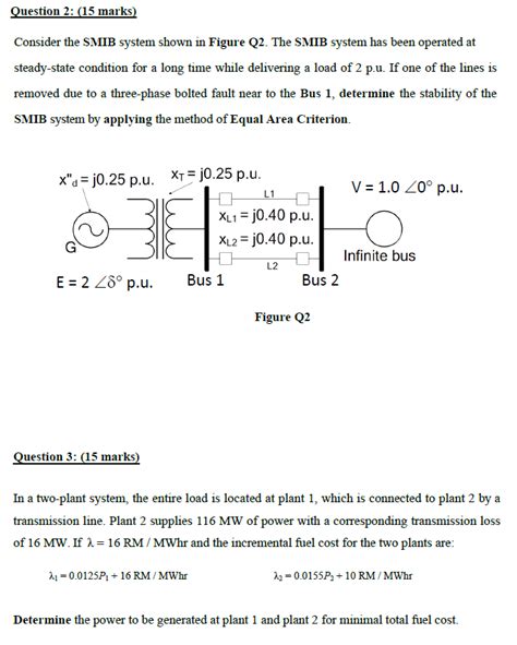 Solved Consider The Smib System Shown In Figure Q2 The Smib
