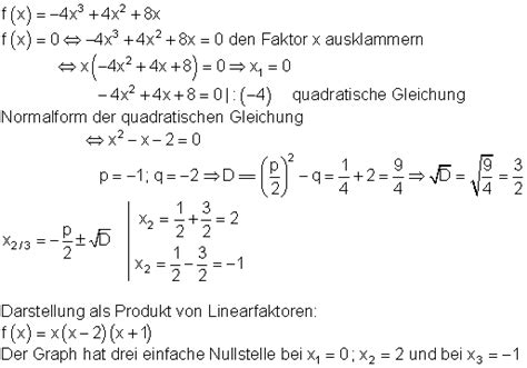 Lösungen Ganzrationale Funktionen Nullstellen