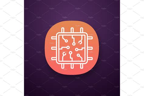 Processor With Circuits App Icon Outline Icons ~ Creative Market