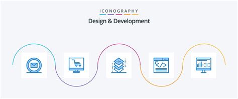 Design And Development Blue 5 Icon Pack Including Web Development Web Content Coding Coding