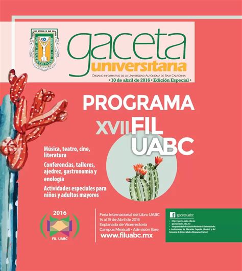 Programa Xvii Fil Uabc 2016 Gaceta Uabc