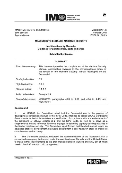 Guide To Maritime Security And The Isps Code 2012