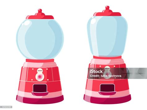 디스펜서가 있는 빈 껌 기계 흰색 배경에 격리 된 벡터 재미있는 그림 0명에 대한 스톡 벡터 아트 및 기타 이미지 0명