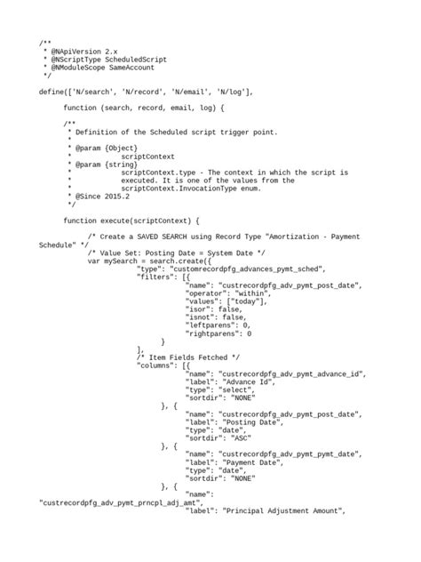 Netsuite Amortization Invoice Code Pdf Computer Programming Software Engineering