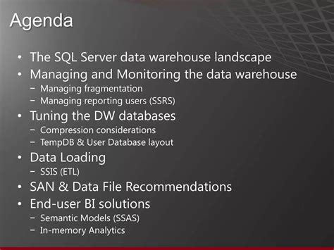 Microsoft Sql Server Data Warehouses For Sql Server Dbas Ppt
