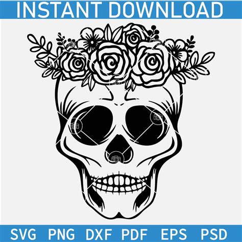 Floral Buck Skull Svg Floral Animal Skull Svg Animal Skull Flowers