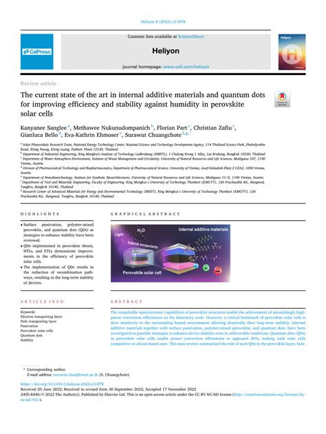 Pdf The Current State Of The Art In Internal Additive Materials And Quantum Dots For Improving