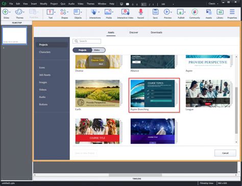how to create multi module branched course with captivate