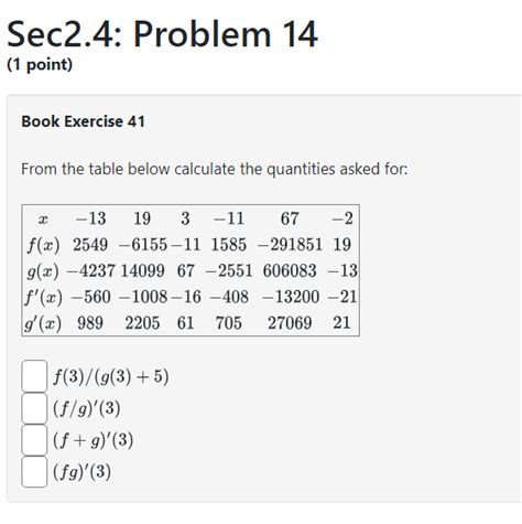 solved from the table below calculate the quantities asked
