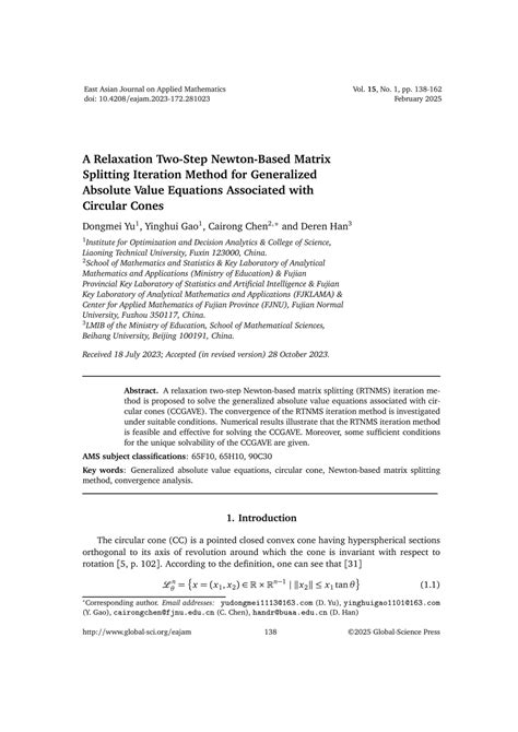 global science press a relaxation two step newton based matrix
