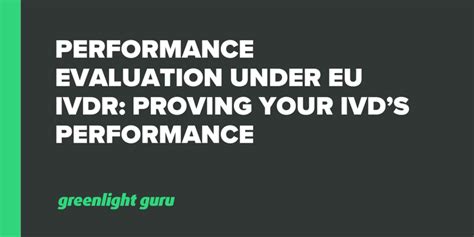 Performance Evaluation Under Ivdr Proving Ivd Performance