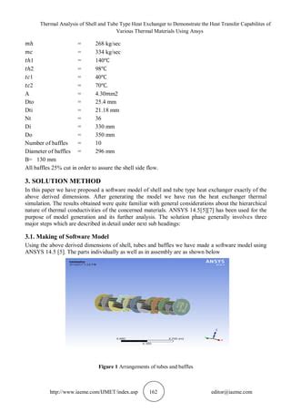 THERMAL ANALYSIS OF SHELL AND TUBE TYPE HEAT EXCHANGER TO DEMONSTRATE THE HEAT TRANSFER