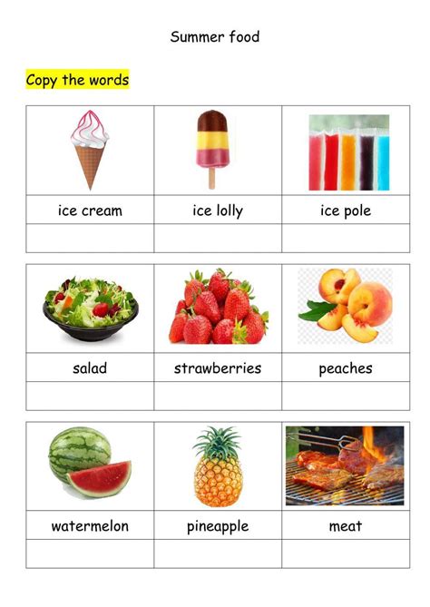 Summer Food Free Interactive Worksheets 200738