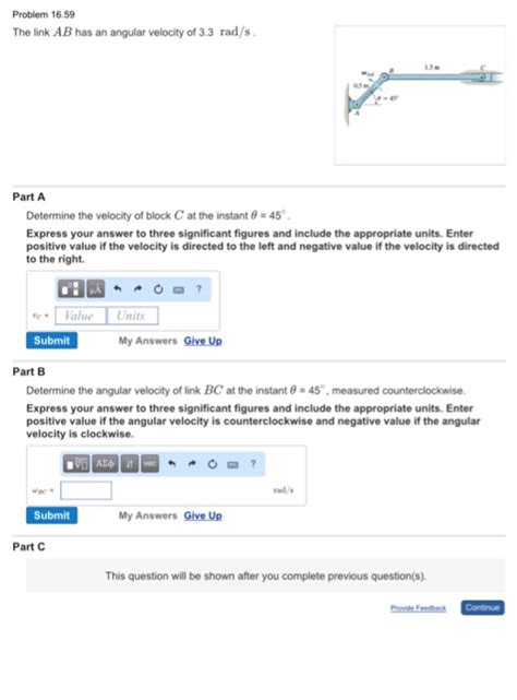 Solved The Link Ab Has An Angular Velocity Of 33 Rads