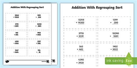 Addition With Regrouping Math Worksheet Teacher Made