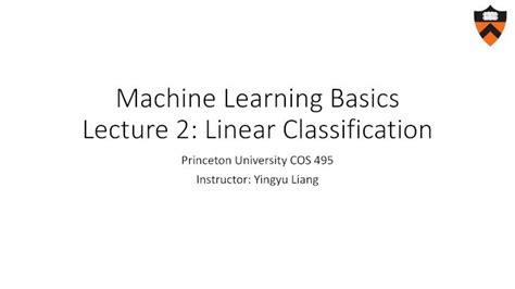 Pdf Machine Learning Basics Lecture 2 Linear Classification