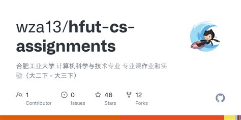 GitHub wza hfut cs assignments 合肥工业大学 计算机科学与技术专业 专业课作业和实验大二下 大三下