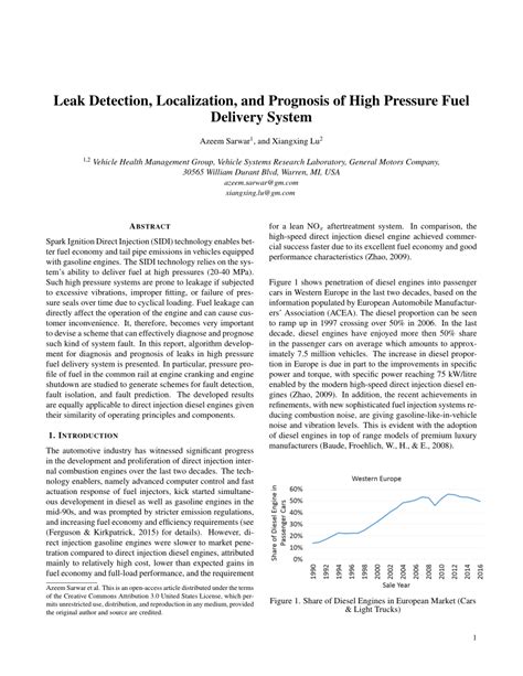 Pdf Leak Detection Localization And Prognosis Of High Pressure Fuel Delivery System