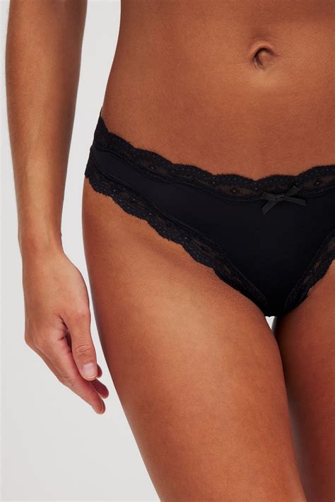 Micro Lace Edge String 3 Pack Black Na Kd